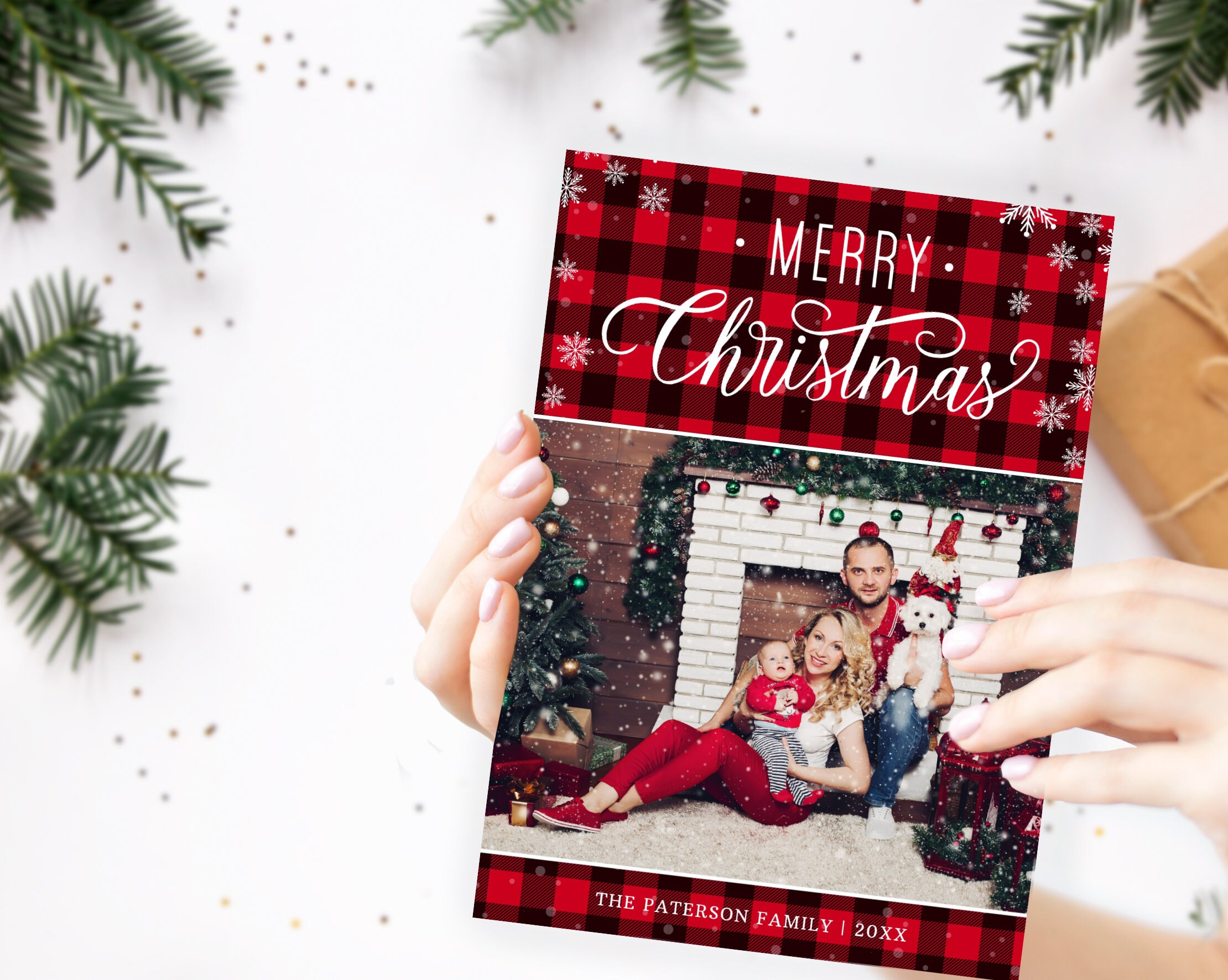 Christmas card template. Photo Christmas card. Christmas photo | Etsy