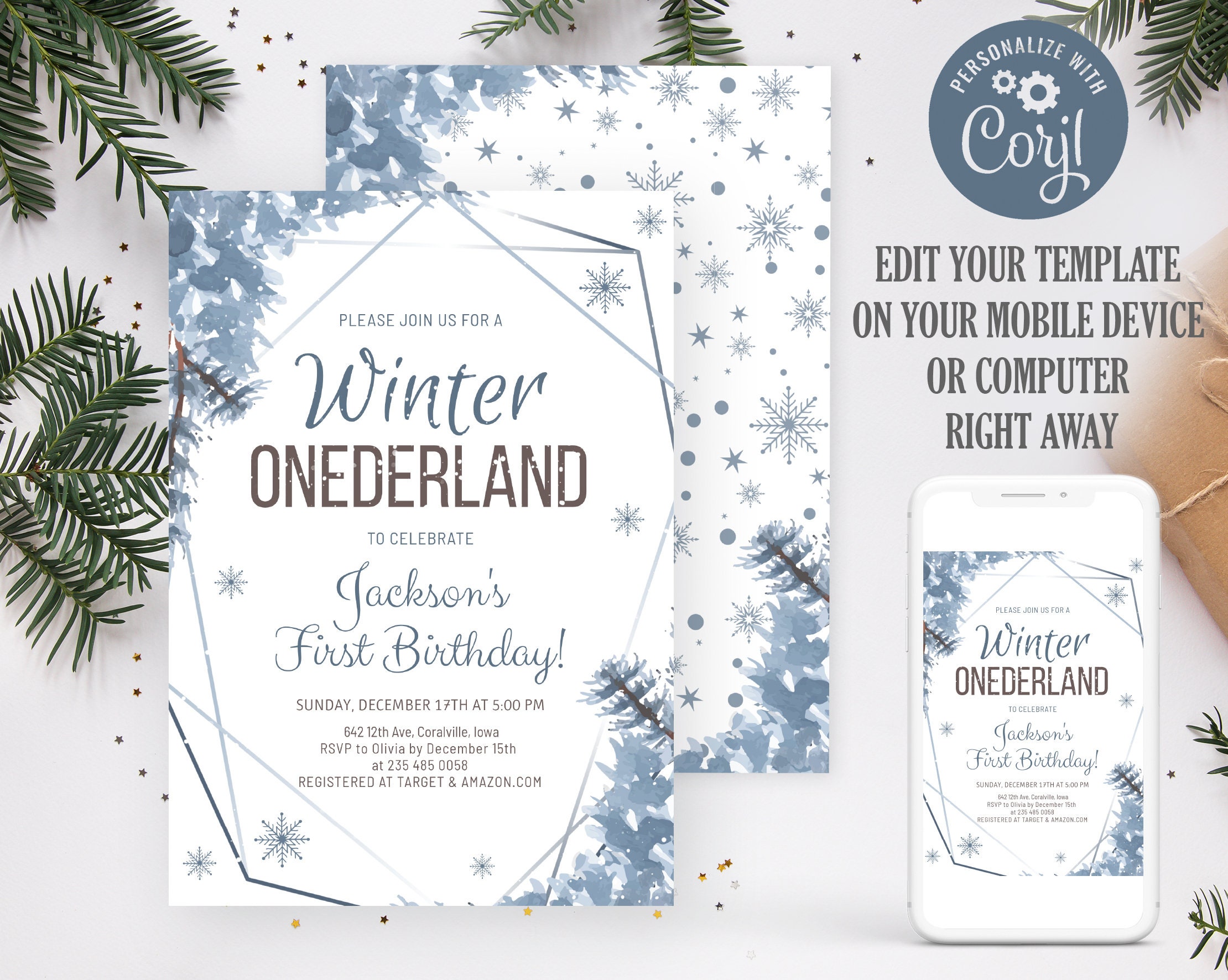 Winter Onederland Invitation Boy. Winter First Birthday - Etsy