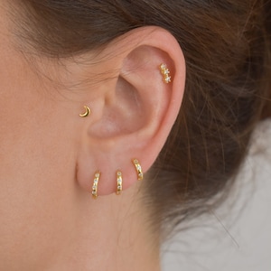 Tiny Moon Piercing * Helix Moon Piercing * Gold Conch Piercing ...