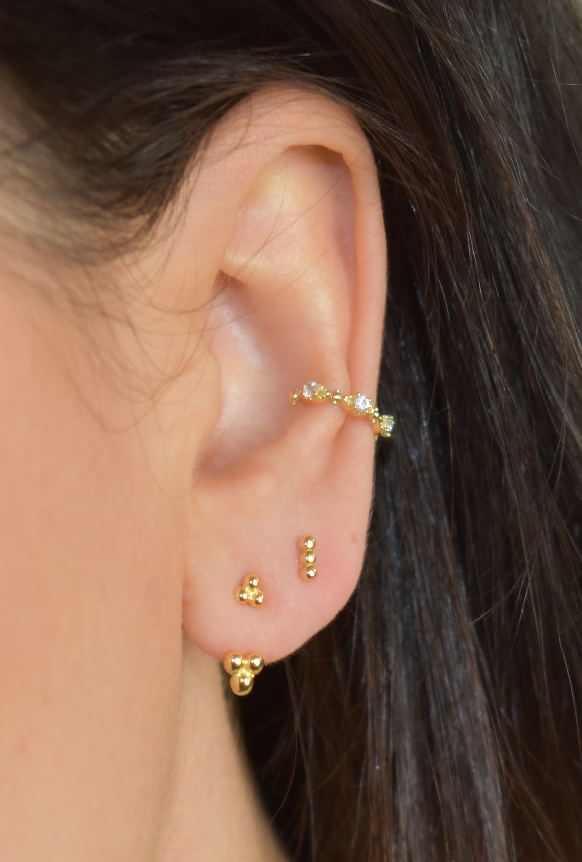 Front Back Earring Ball Front Back Gold Ear Studs Front - Etsy