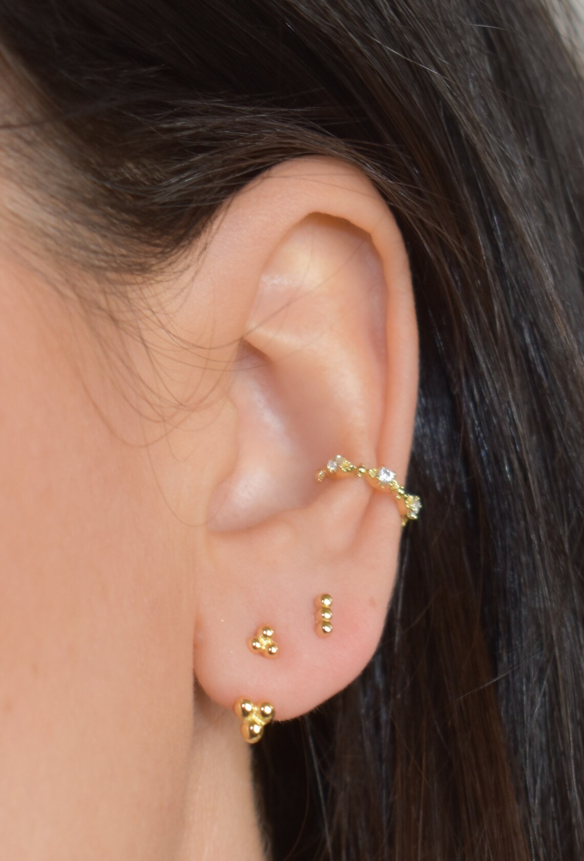 Front Back Earring Ball Front Back Gold Ear Studs Front - Etsy