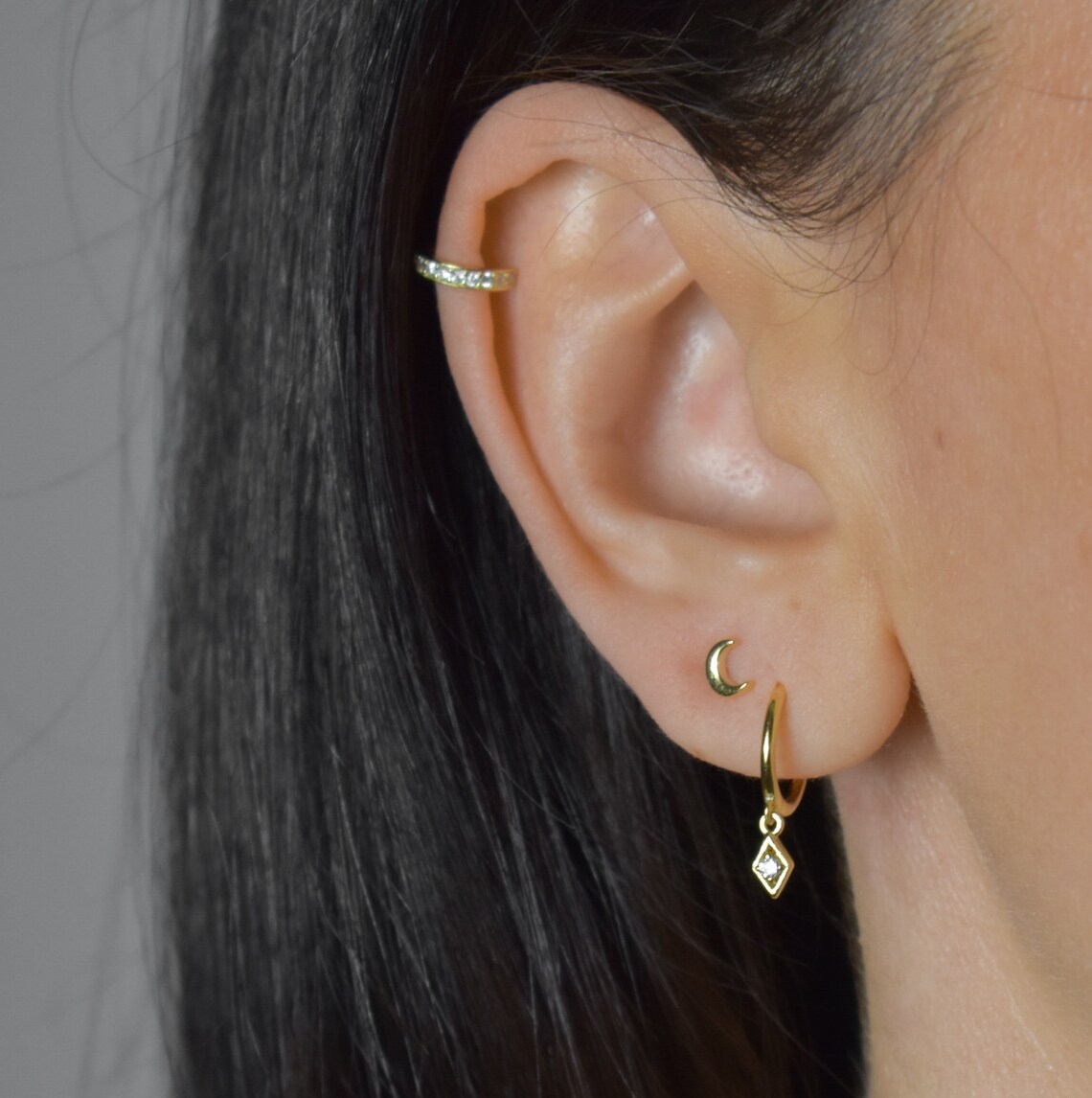 CZ Ear Cuff Dainty Ear Cuff Gold CZ Ear Cuff Silver tiny | Etsy