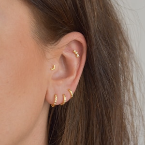 Tiny Moon Piercing * Helix Moon Piercing * Gold Conch Piercing ...