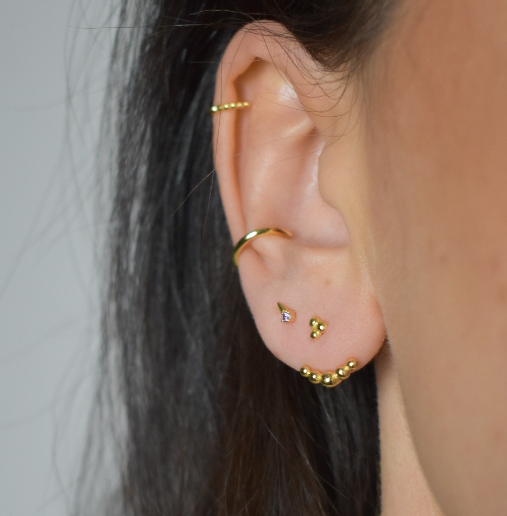 Front Back Earring Ball Front Back Gold Ear Studs Front - Etsy