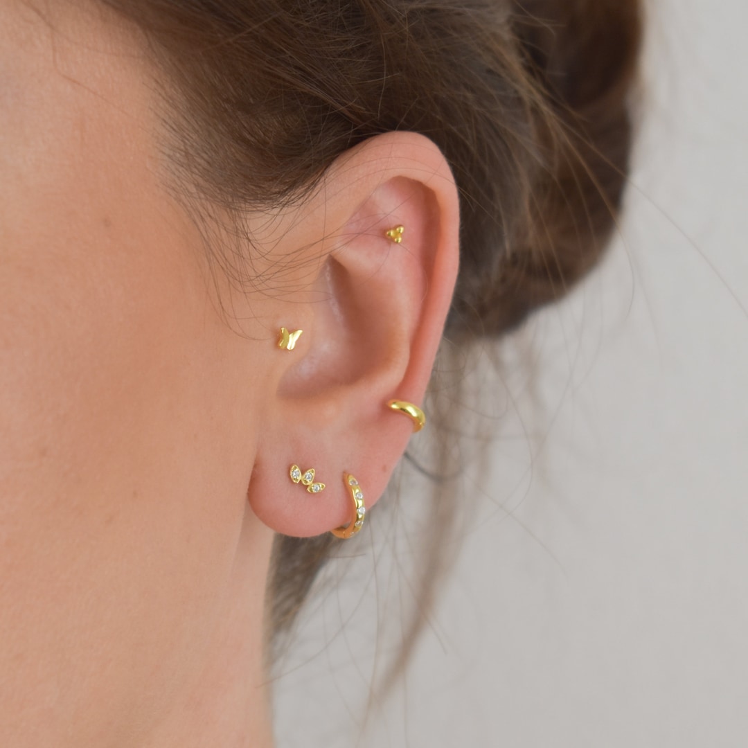 Butterfly Piercing Gold * Helix Piercing * Gold Conch Piercing ...
