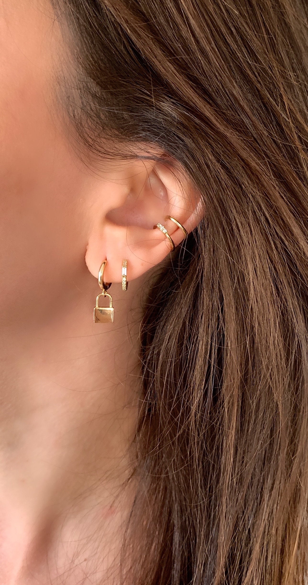 Earrings with lock pendant lock shaped dangling pendant | Etsy