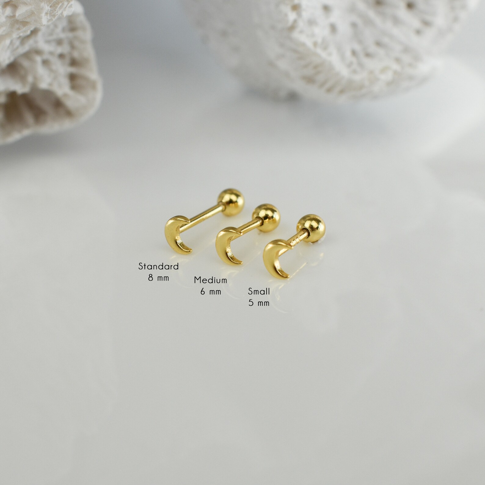 Tiny Moon Piercing Helix Moon Piercing Gold Conch Piercing - Etsy