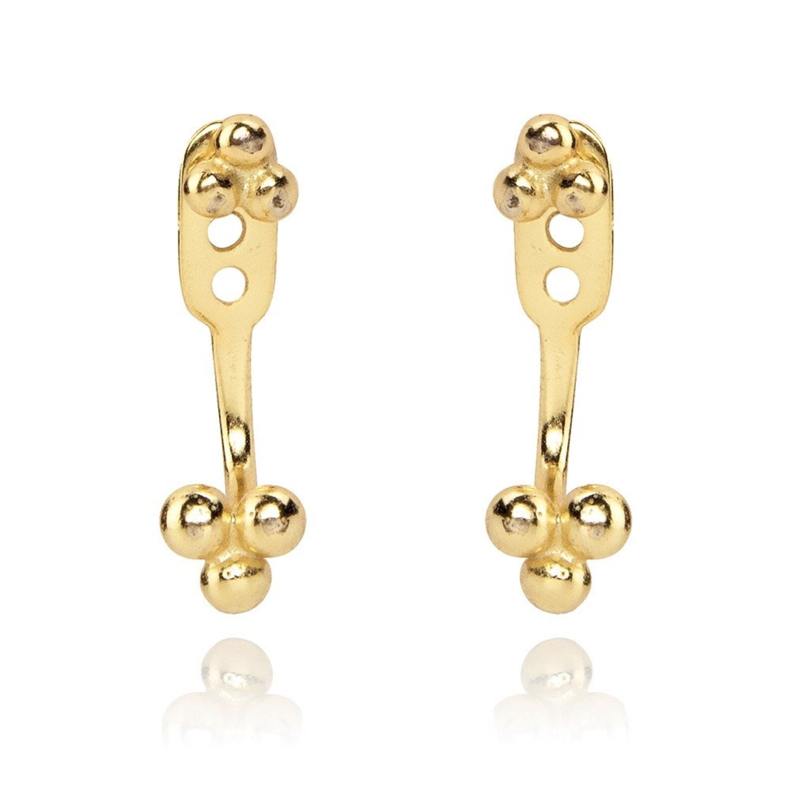 Front Back Earring Ball Front Back Gold Ear Studs Front - Etsy