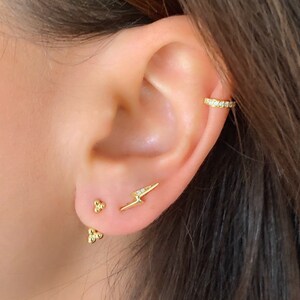 Front back earring ball front back gold ear studs front | Etsy