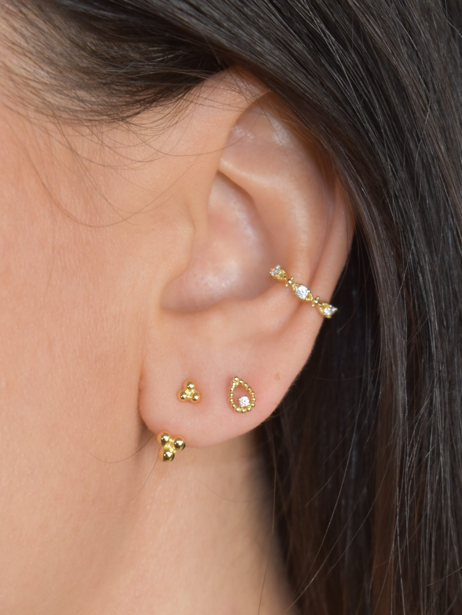 Front Back Earring Ball Front Back Gold Ear Studs Front - Etsy
