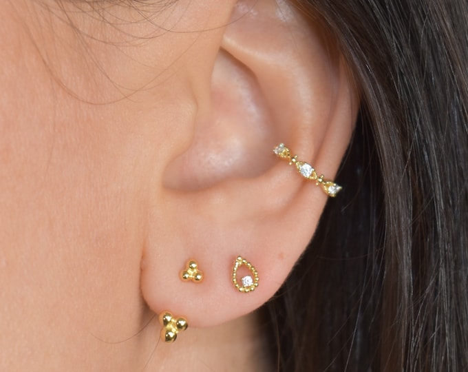 Front Back Earring Ball Front Back Gold Ear Studs Front Back Ear Studs ...