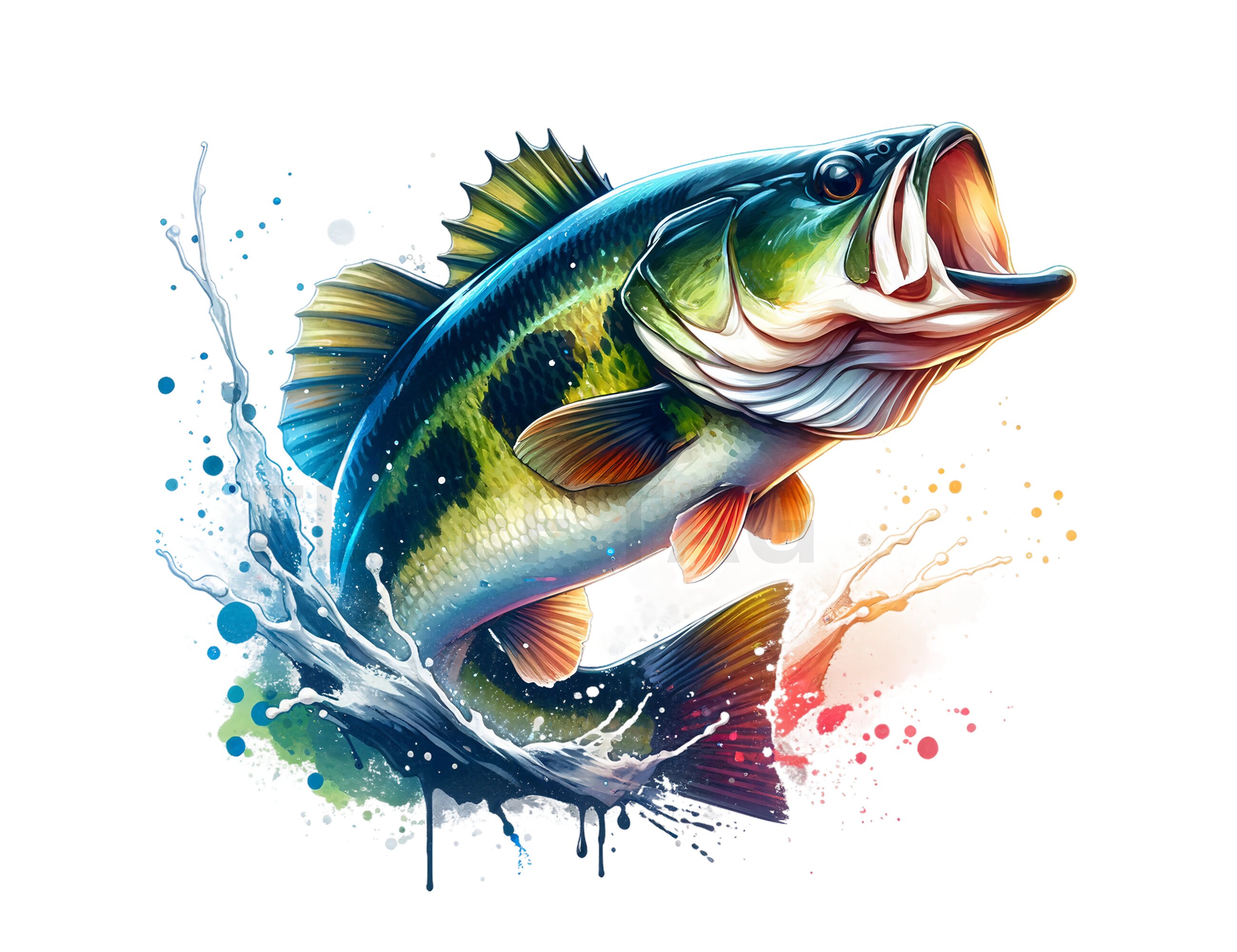 12 PNG Images Jumping Bass Fish Clipart Transparent Background - Etsy