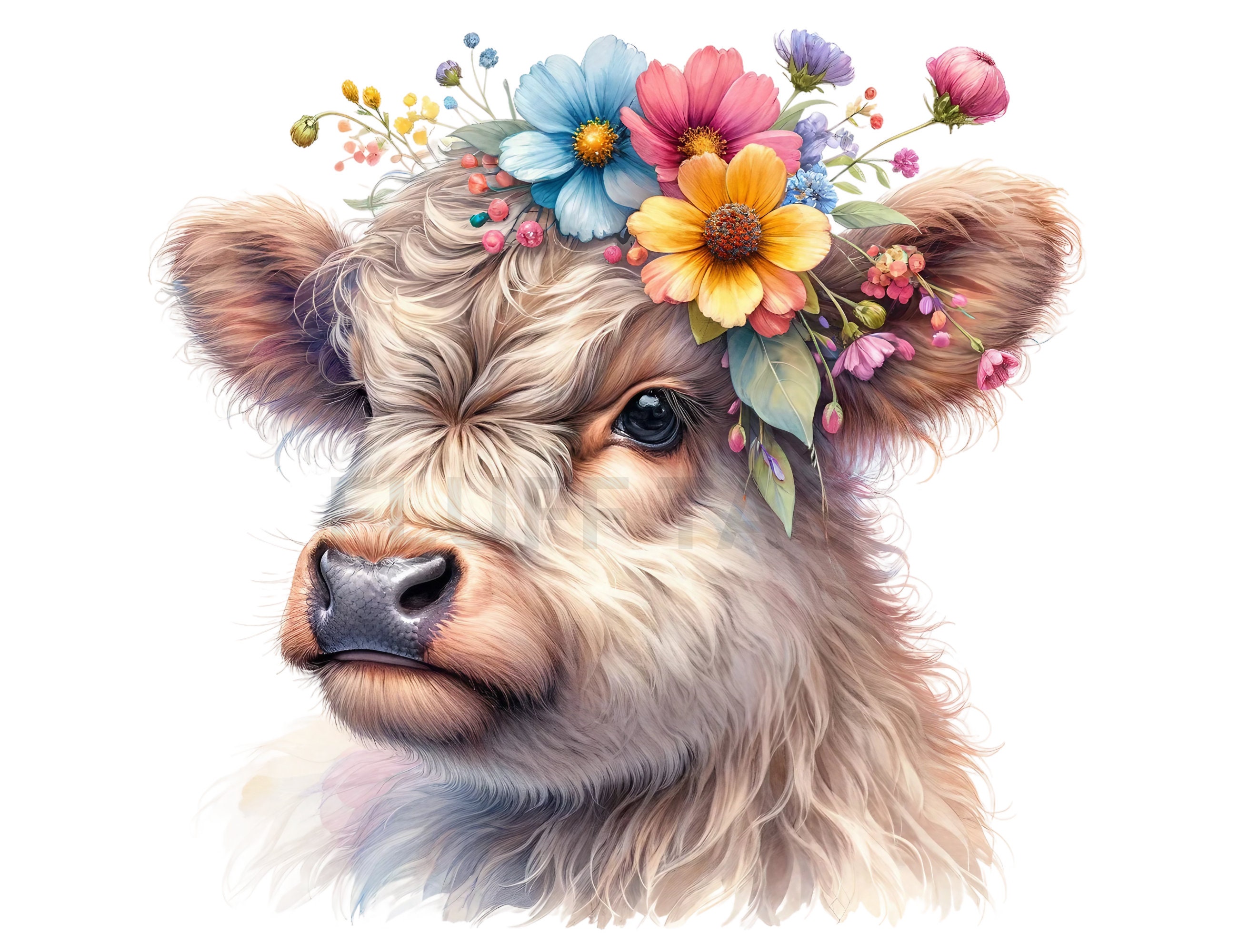 Floral Highland Cow Clipart PNG 10 Images Transparent Background ...