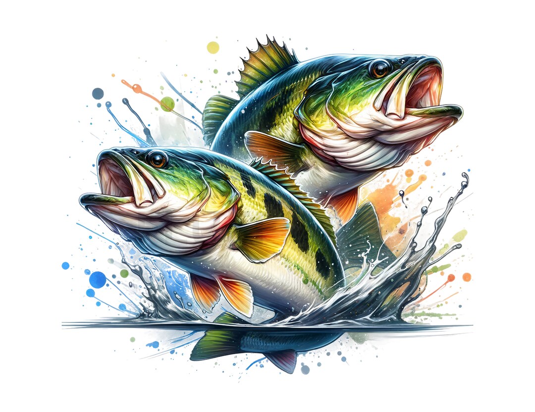 12 Imágenes PNG Saltando Bass Fish Clipart Fondo Transparente - Etsy México