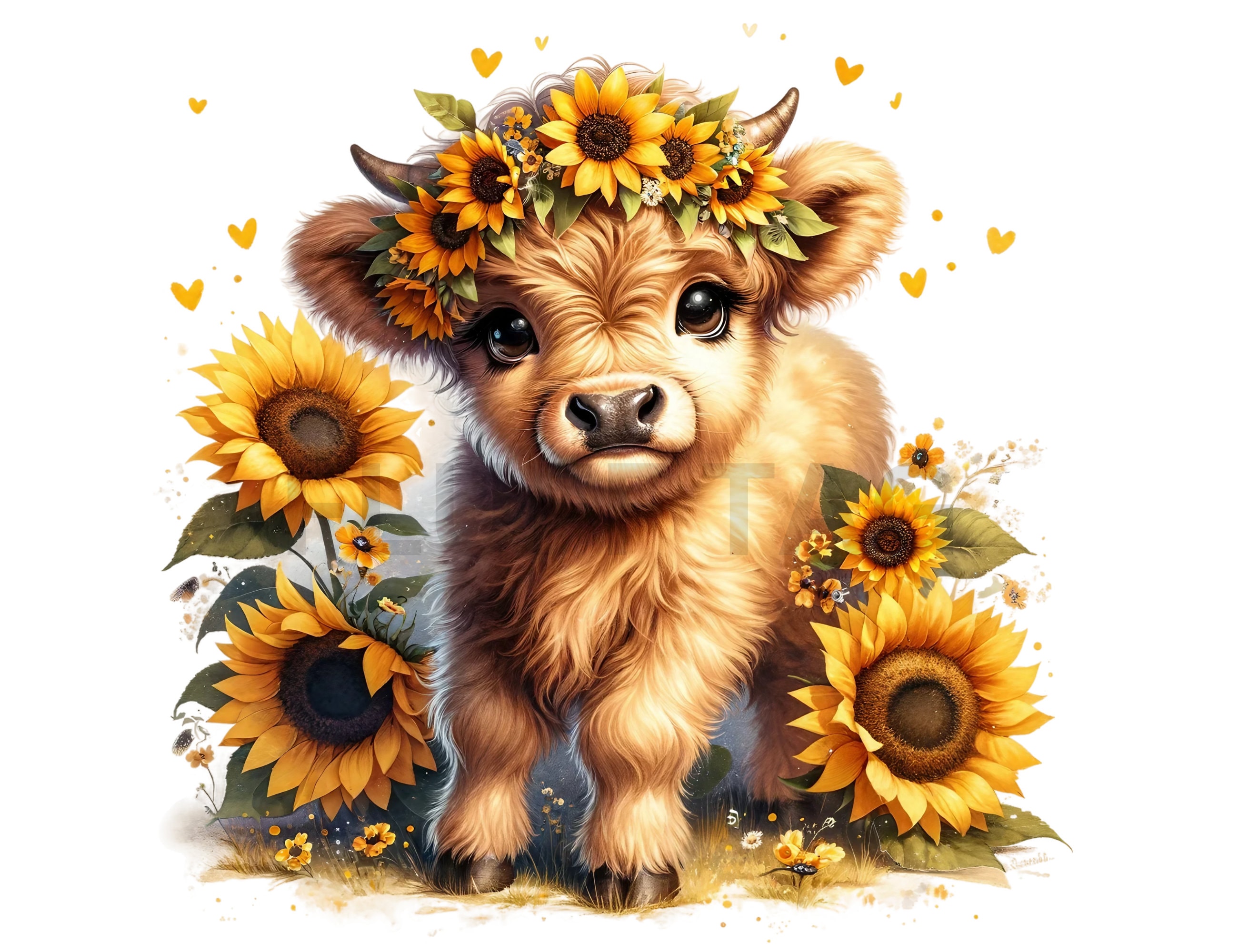 19 PNG Images Highland Cow Sunflowers Clipart Transparent Background ...