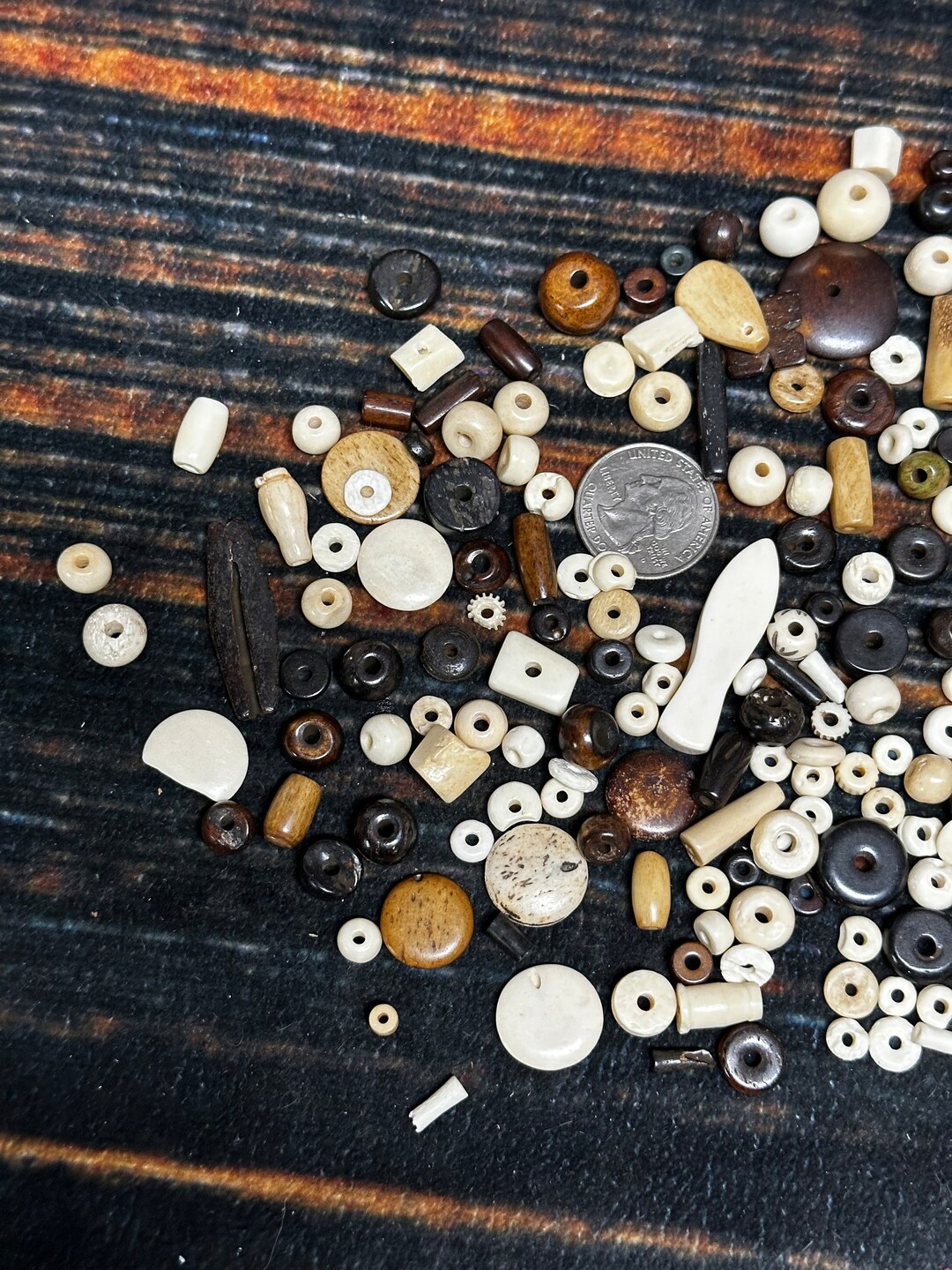 Real Drilled Water Buffalo Bone Beads Button Pendant Animal Art Craft ...