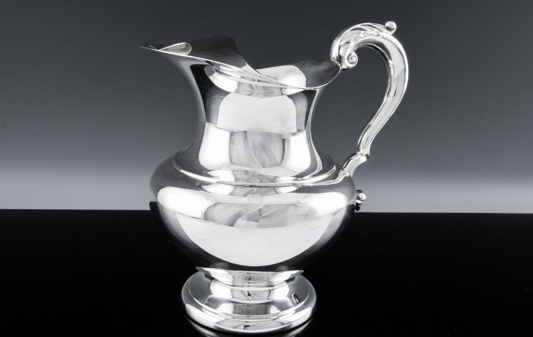 Great Art Deco English EPNS Silver Plate Ice Lip Water Pitcher Jug ...
