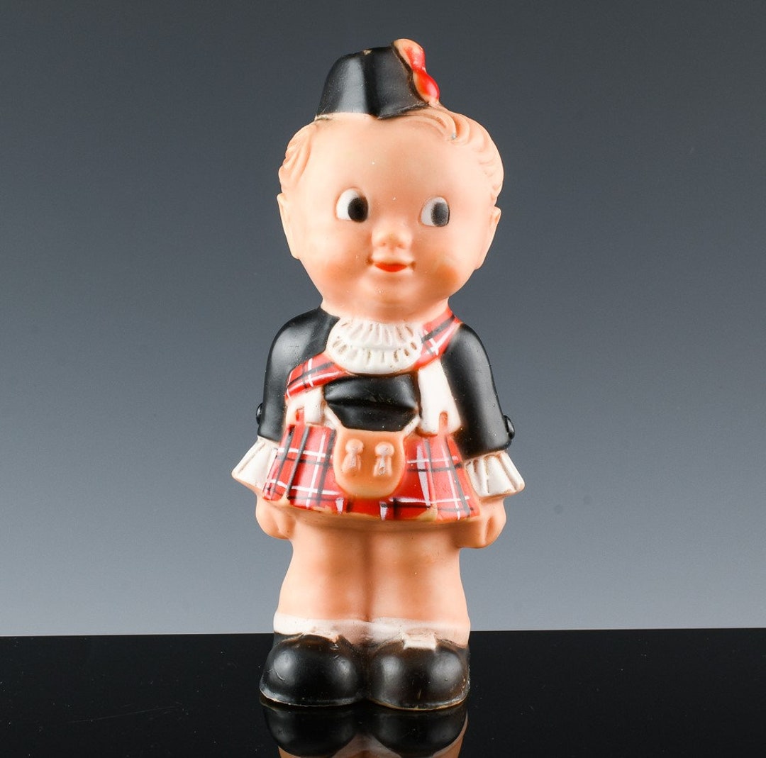 Rare Vintage 1960s Combex Scottish Kilt Welsh Bagpipe Boy Vintage Rubber Squeaky Toy Made in ...