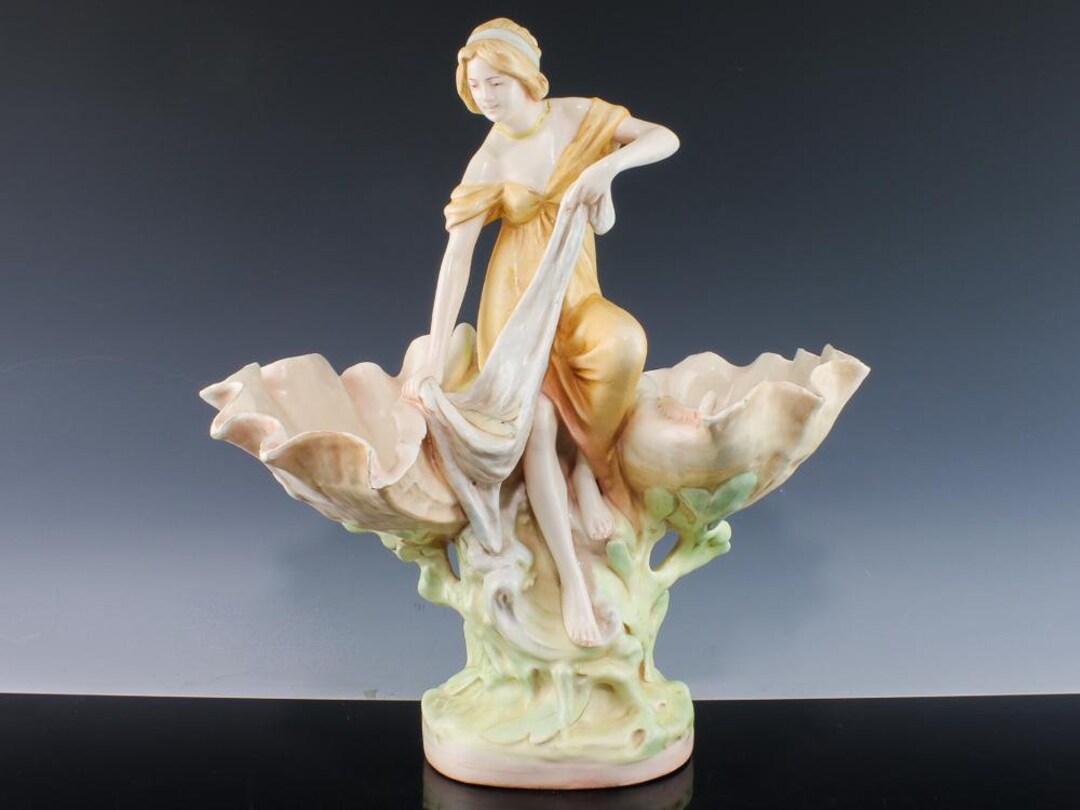 Very Beautiful Large Antique Royal Dux Czech Pottery Maiden Figure With ...