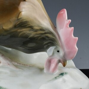 Handsome Large Antique Continental Porcelain Rooster Chicken Figure ...