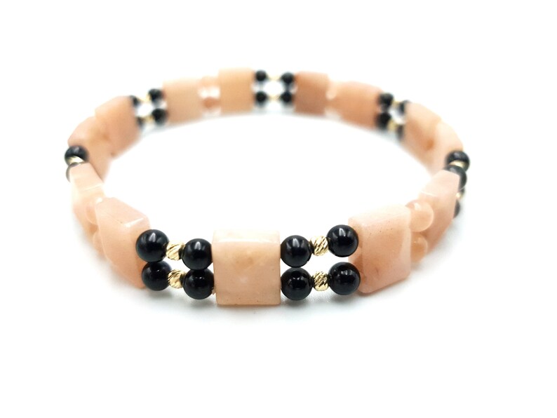 Gold Bracelet With Moonstone and Tourmaline Stones, Custom Jewelry ...