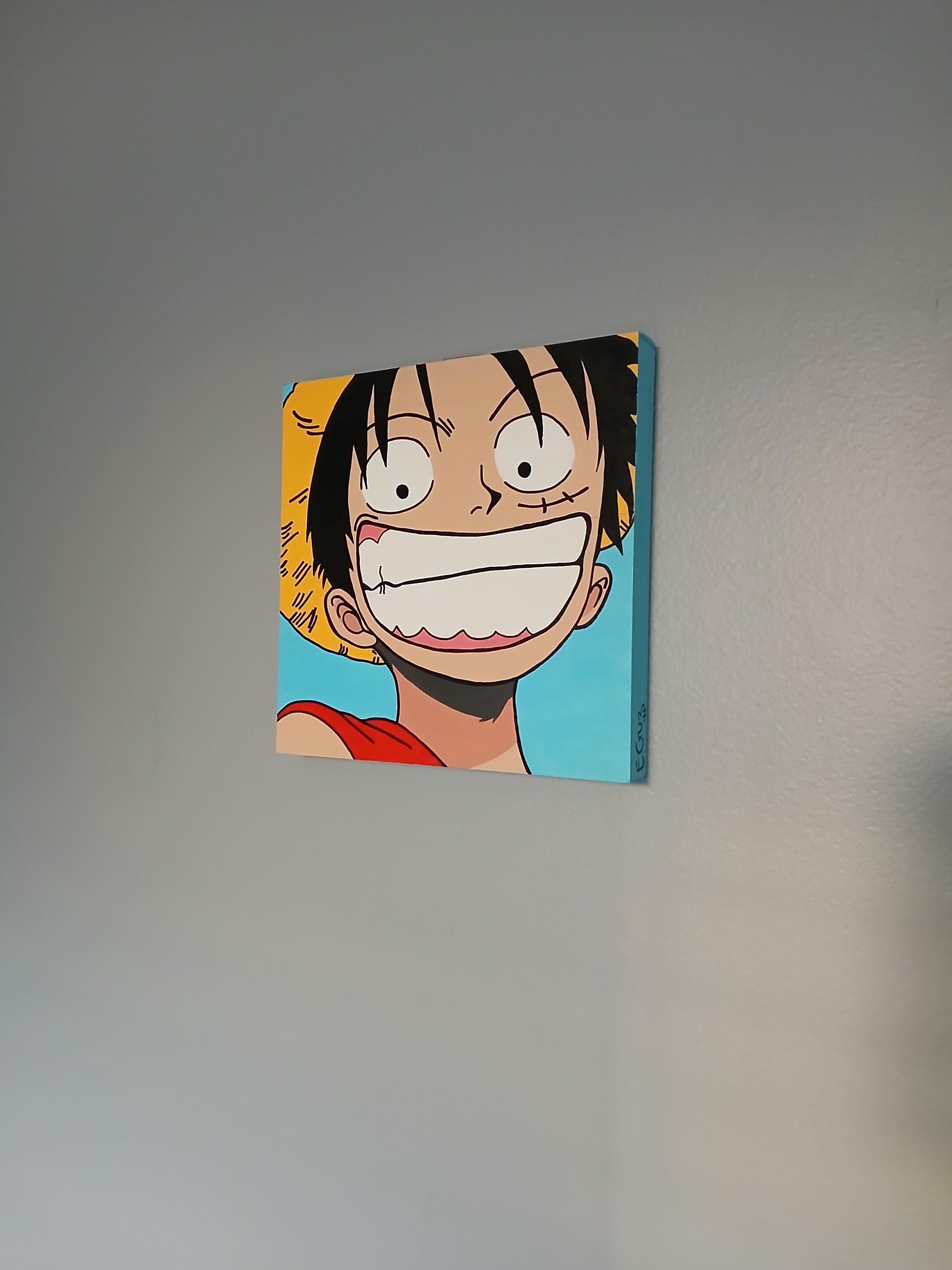 Monkey D. Luffy One Piece Luffy Smiling Handmade Painting - 8x8 Inch ...