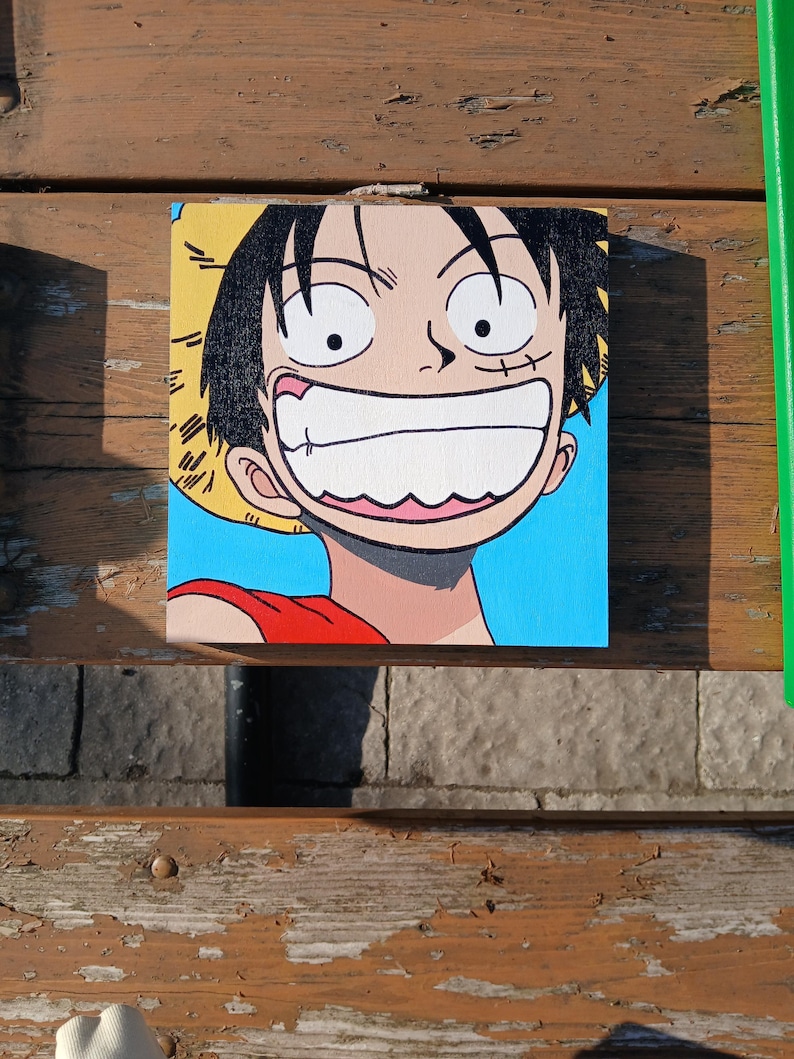 Monkey D. Luffy One Piece Luffy Smiling Handmade Painting - 8x8 Inch ...
