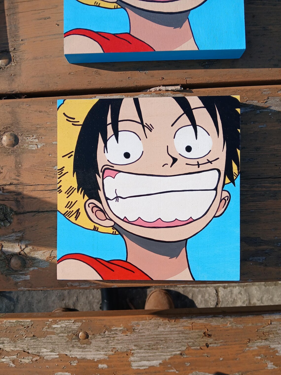 Monkey D. Luffy One Piece Luffy Smiling Handmade Painting - 8x8 Inch ...