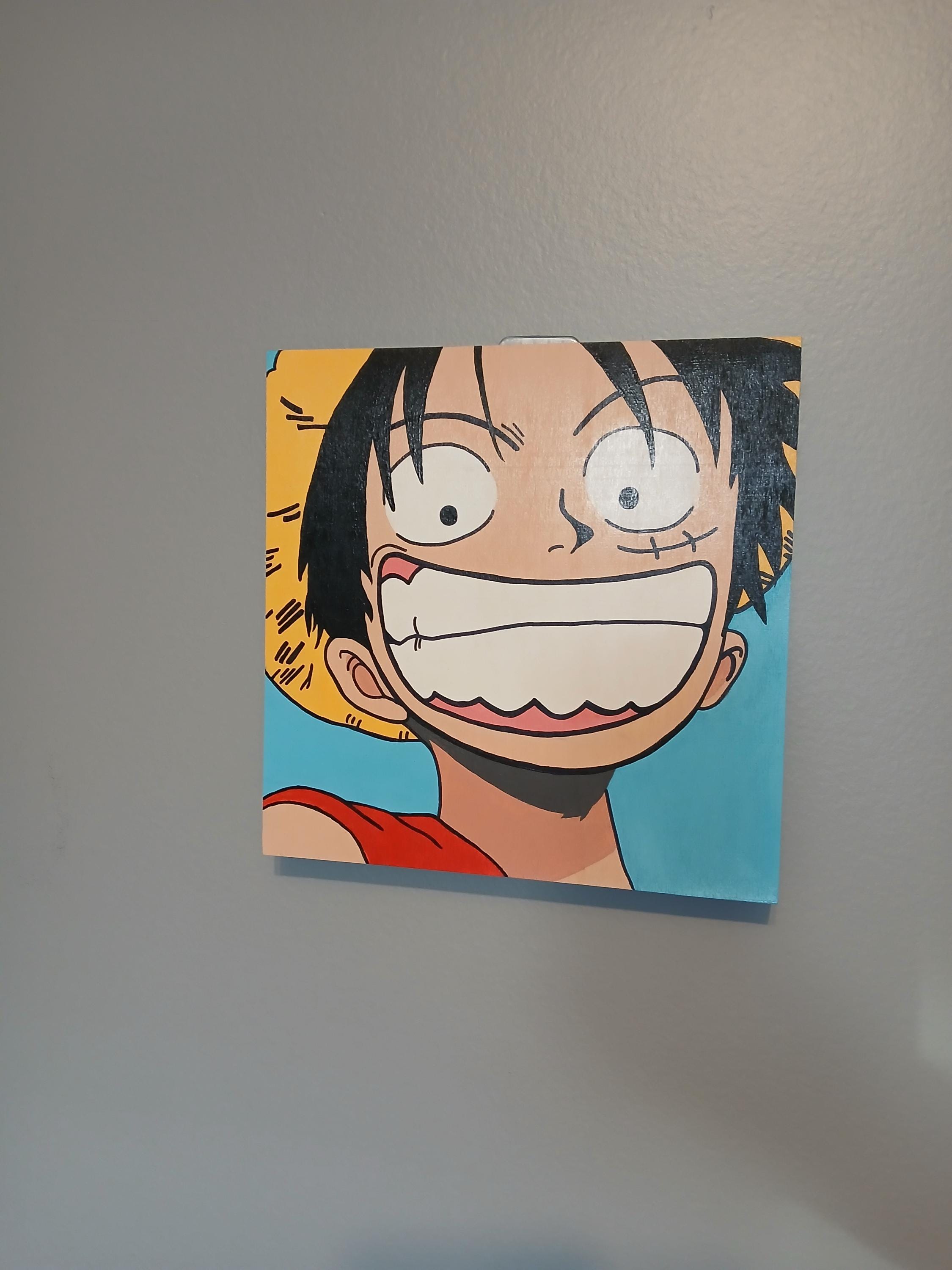 Monkey D. Luffy One Piece Luffy Smiling Handmade Painting - 8x8 Inch ...