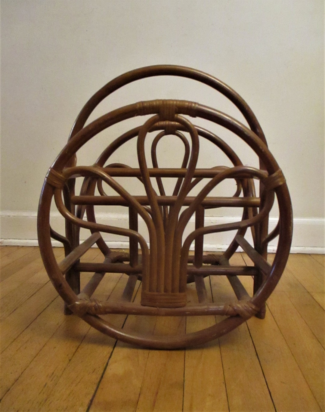 Vintage Rattan Bamboo Hooped Magazine/book Rack Holder Caddy Frankl ...