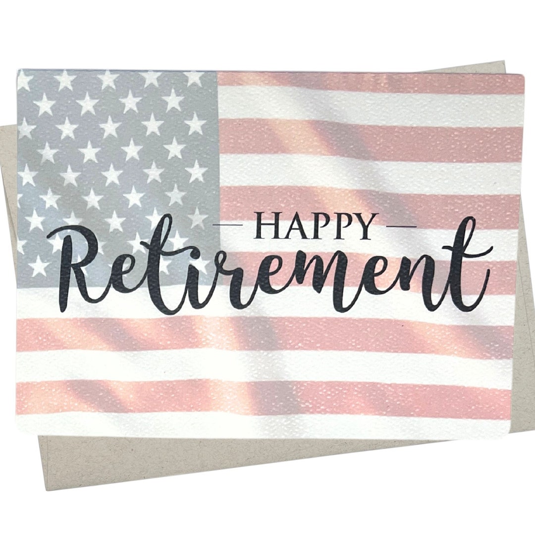 American Flag Retirement Card for Men or Women (7X5 Inch, Message ...