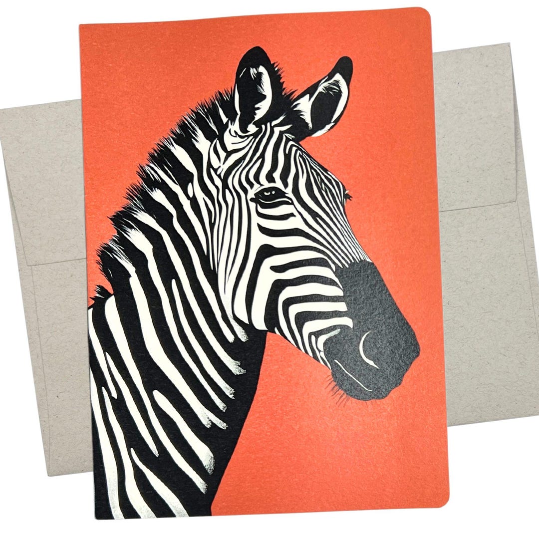 Zebra Card, Zebra Birthday Card (1 Premium Card, 5X7 Inch) Blank for ...