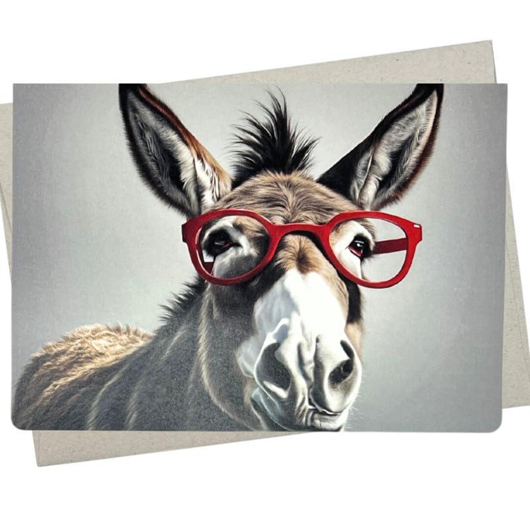 Wacky Donkey Card, Donkey Birthday Card (1 Card, 5X7 Inch) Blank for ...