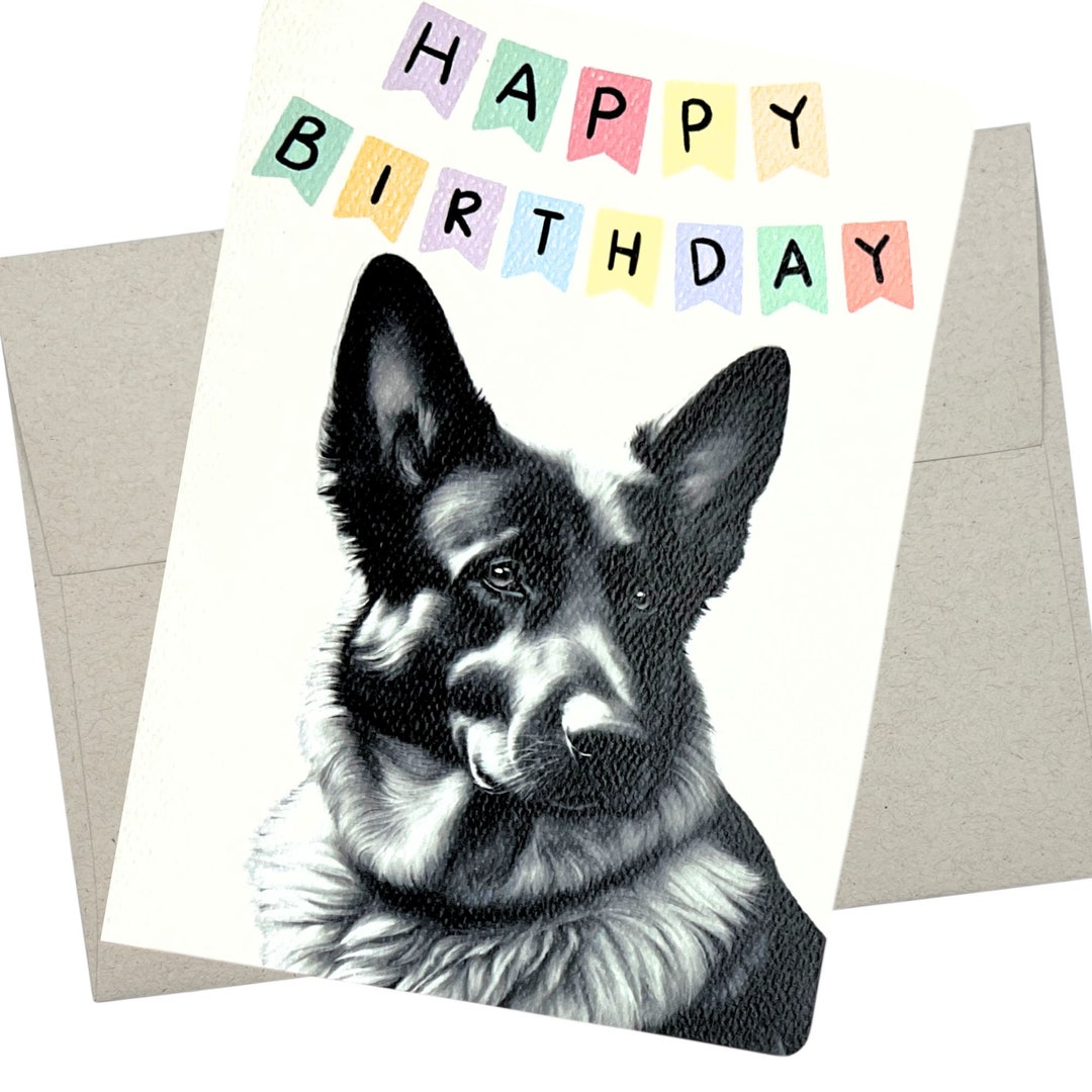German Shepherd Birthday Card, Dog Birthday Card (1 Premium Folded Card ...
