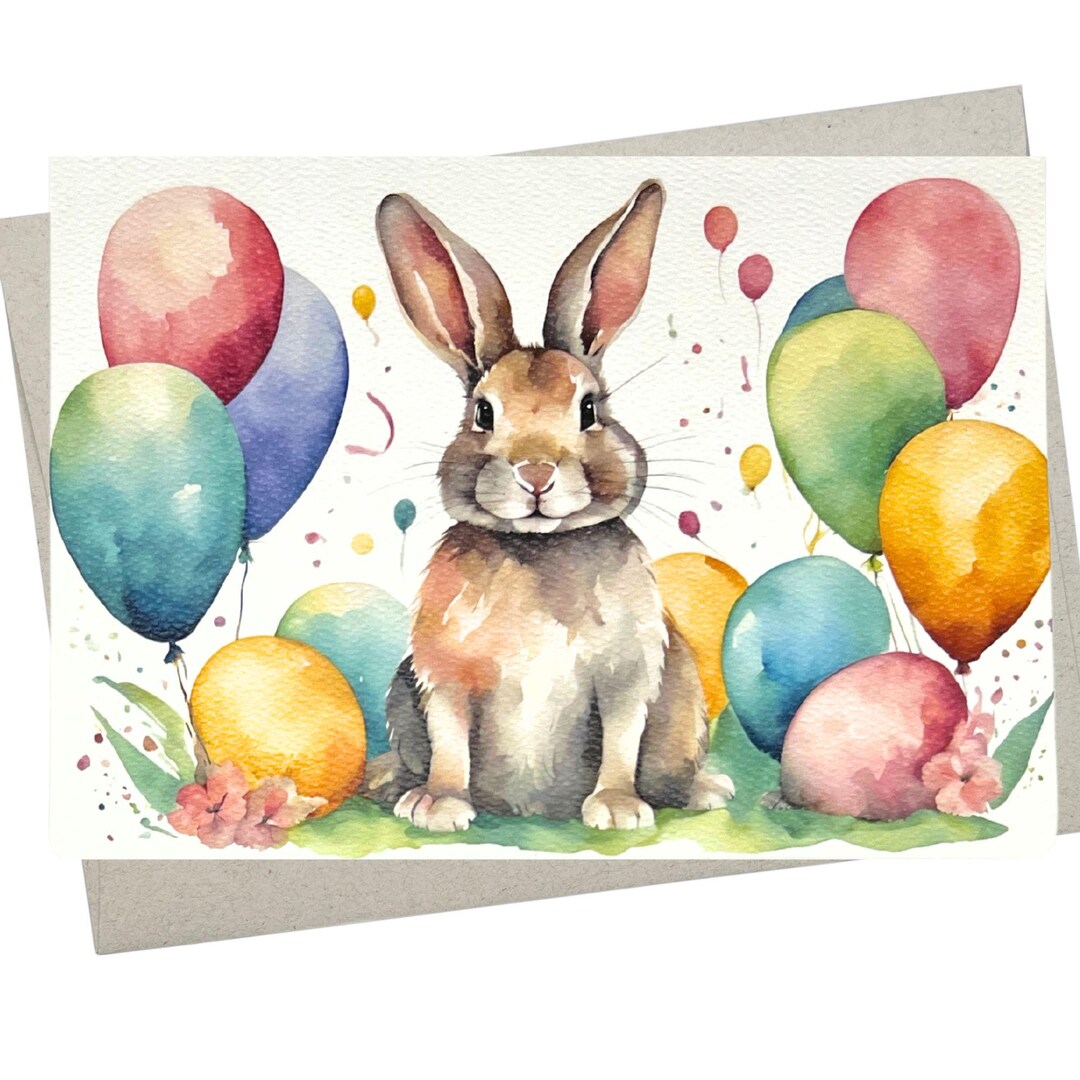 Rabbit Card, Bunny Rabbit Birthday Card (1 Premium Card, 5X7 Inch ...