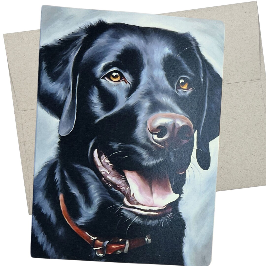 Black Labrador Retriever Card, Black Lab Card (1 Premium Card, 5X7 Inch ...