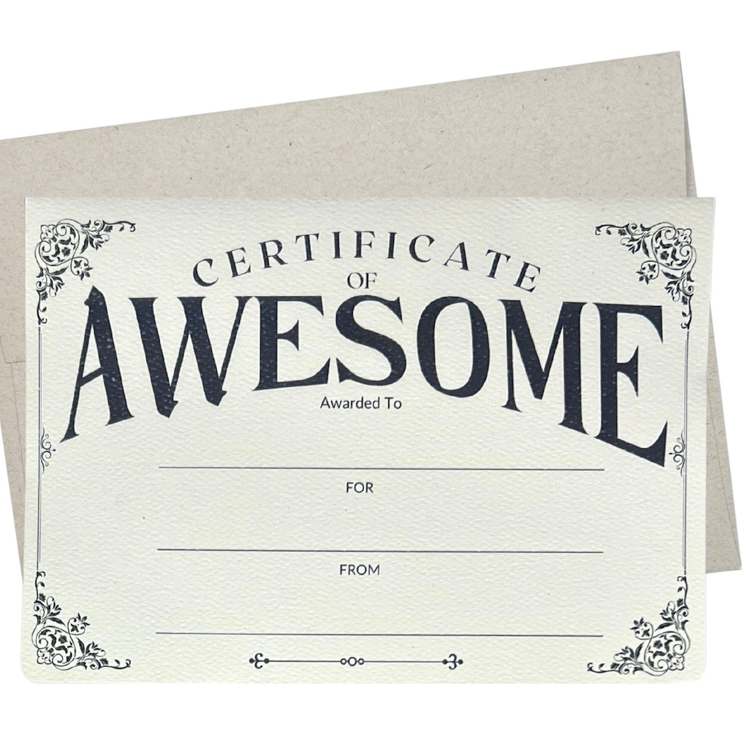 Awesome Certificate Card (1 Premium Card, 5X7 Inch) Blank Inside for ...