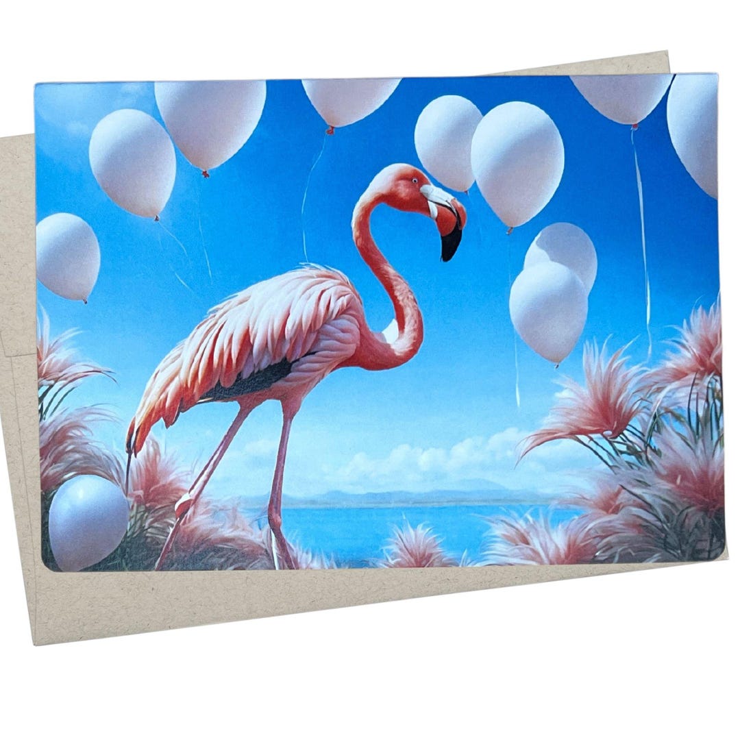 Flamingo Birthday Card (7X5 Inch and Blank Inside for All Occasions ...