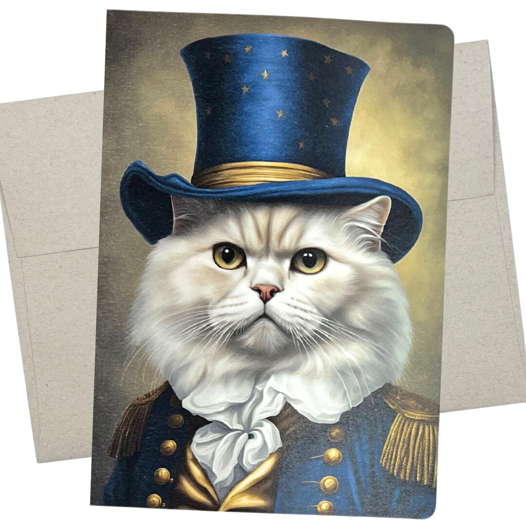 Cat Magician Card, Persian Cat Birthday Card (1 Premium Card, 5X7 Inch ...