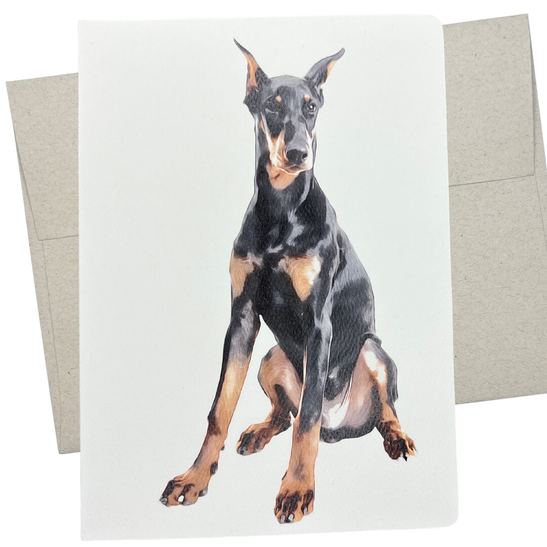 Doberman Pinscher Card (7X5 Inches and Blank Inside) Doberman Birthday ...