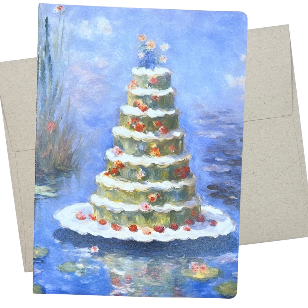 Impressionist Birthday Cake Card (1 Premium Card, 5X7 Inches, Blank ...