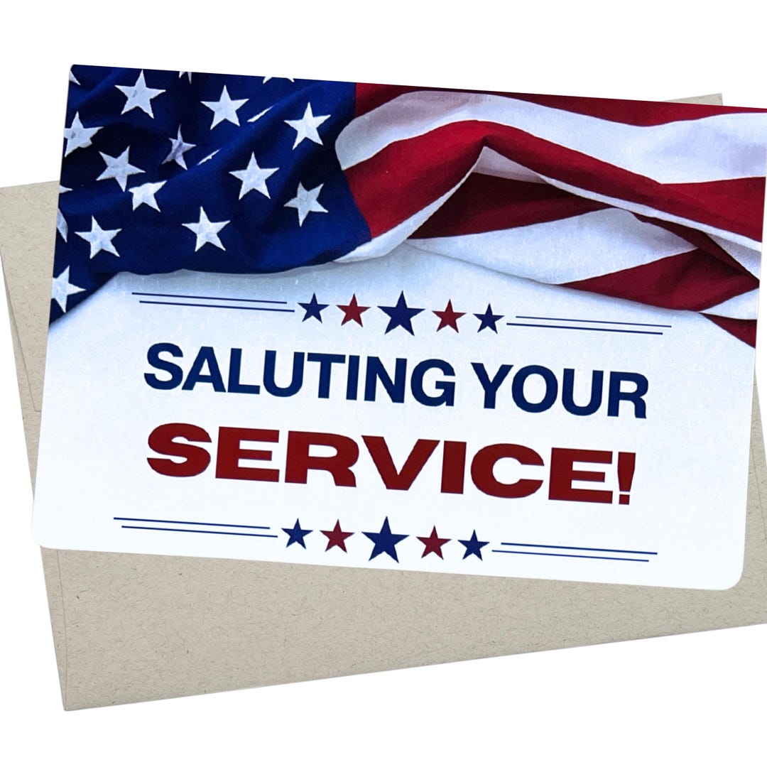 Patriotic Thank You for Your Service Card (1 Premium Card, 5X7 Inch ...