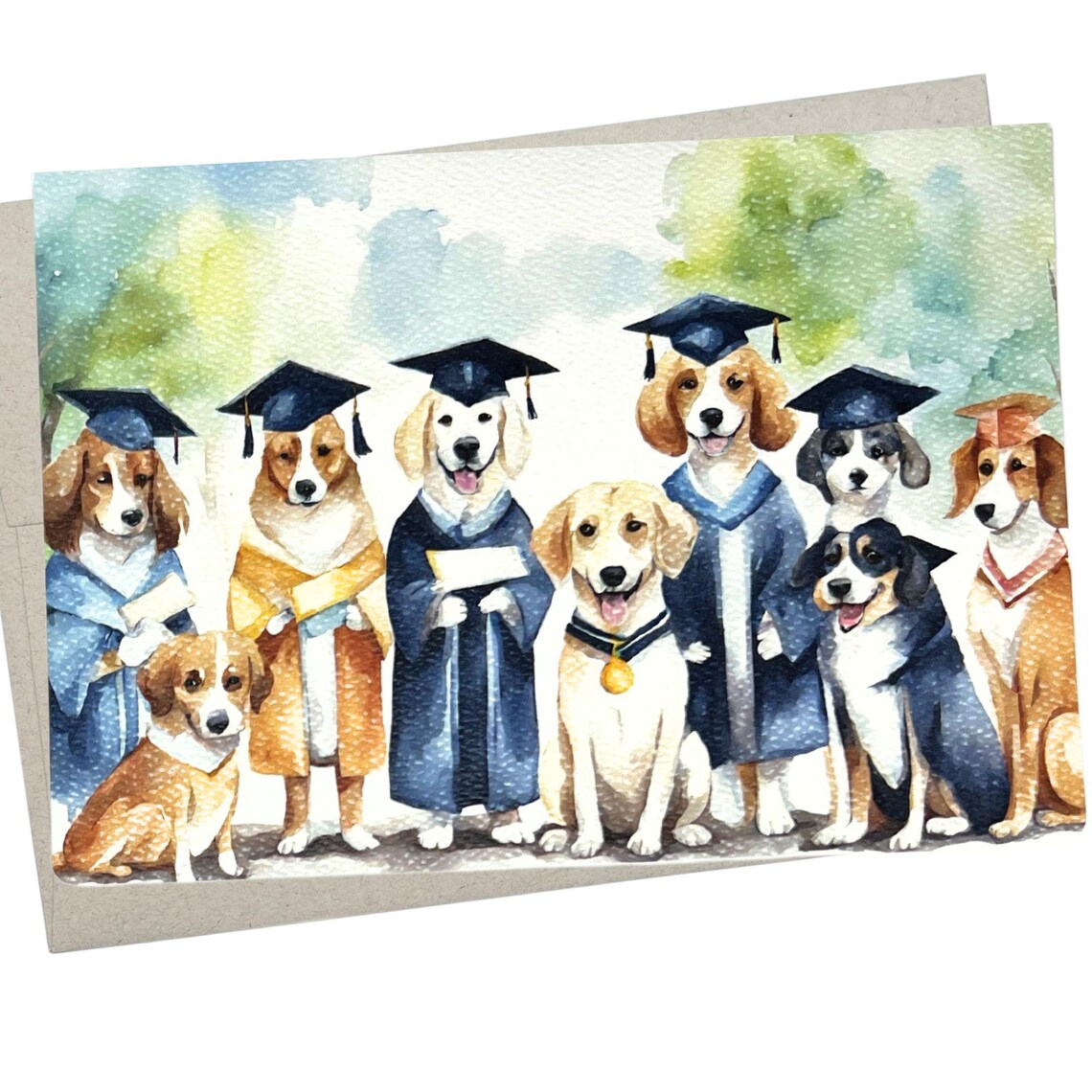 Dog Graduation Card (7X5 Inch and Blank Inside) for Elementary School ...