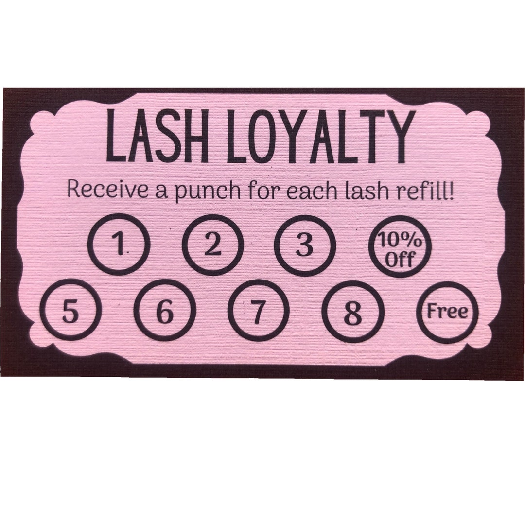 Lash Extension Loyalty Punch Cards 10% and Free | Package of 100 ...