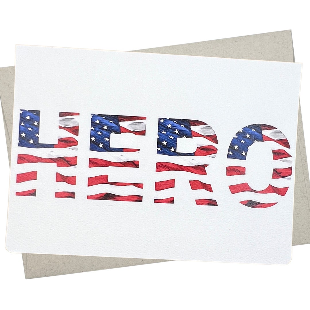 Hero Card With American Flag Theme (1 Premium Quality Folded Card ...