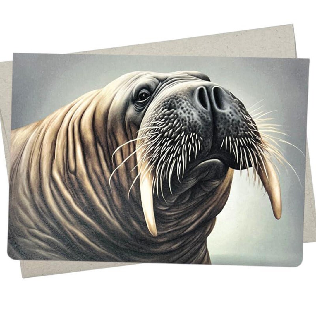 Walrus Card, Walrus Birthday Card (1 Premium Card, 5X7 Inch) Blank for ...