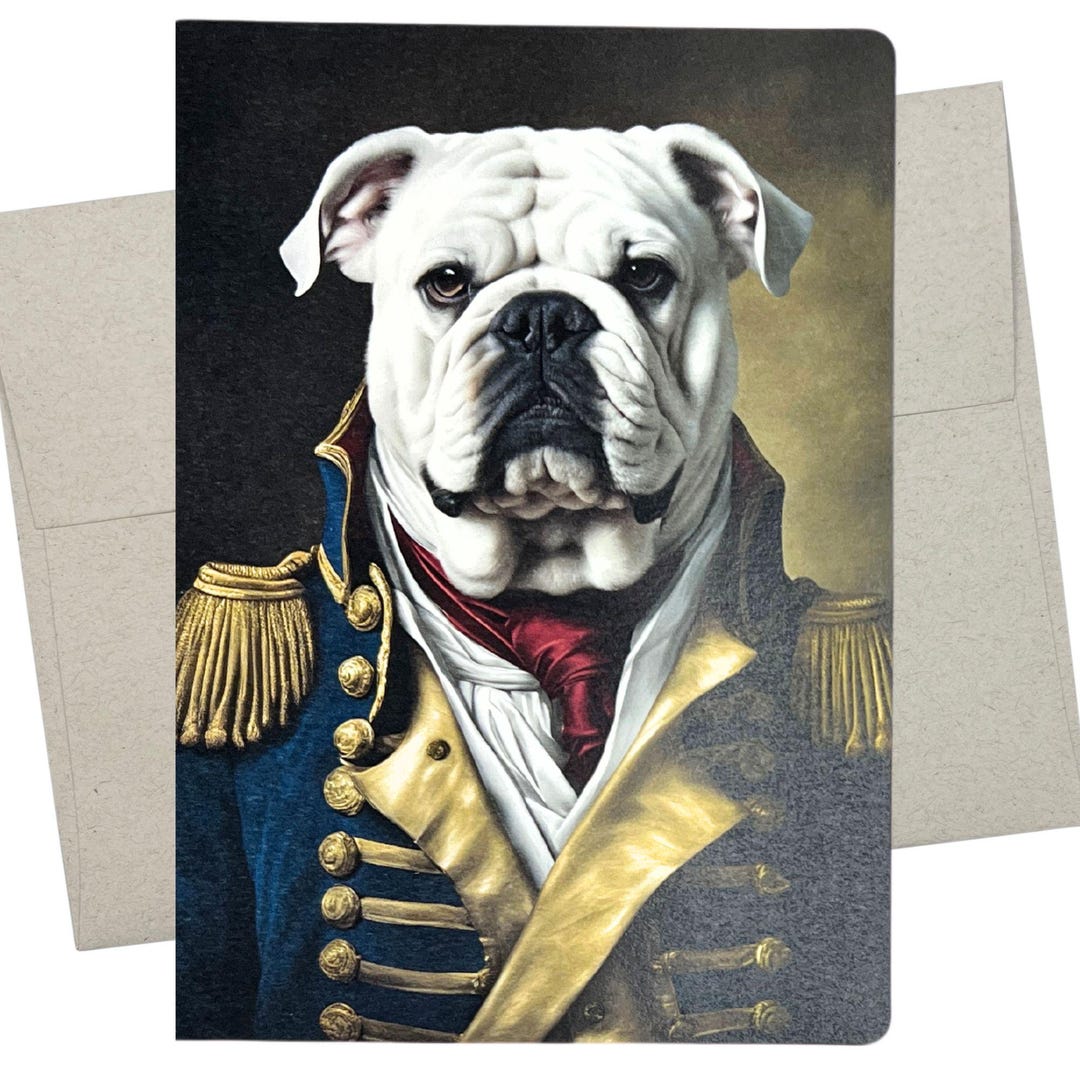 Patriotic Bulldog Birthday Card, Soldier Card (1 Card, 5X7 Inch) Blank ...