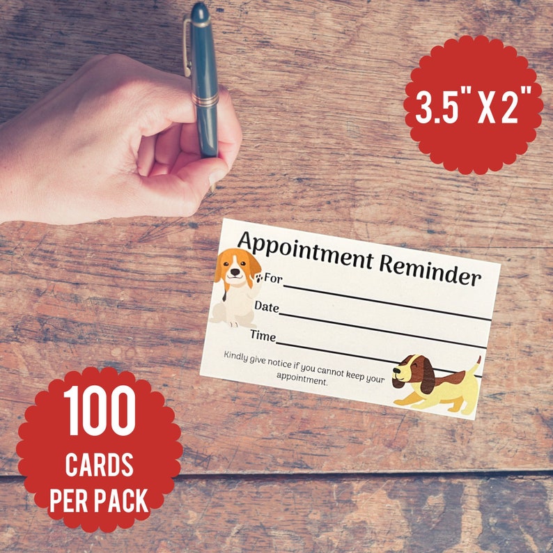 Puppy Grooming Appointment Reminder Cards - Pet Salon, Veterinarian ...