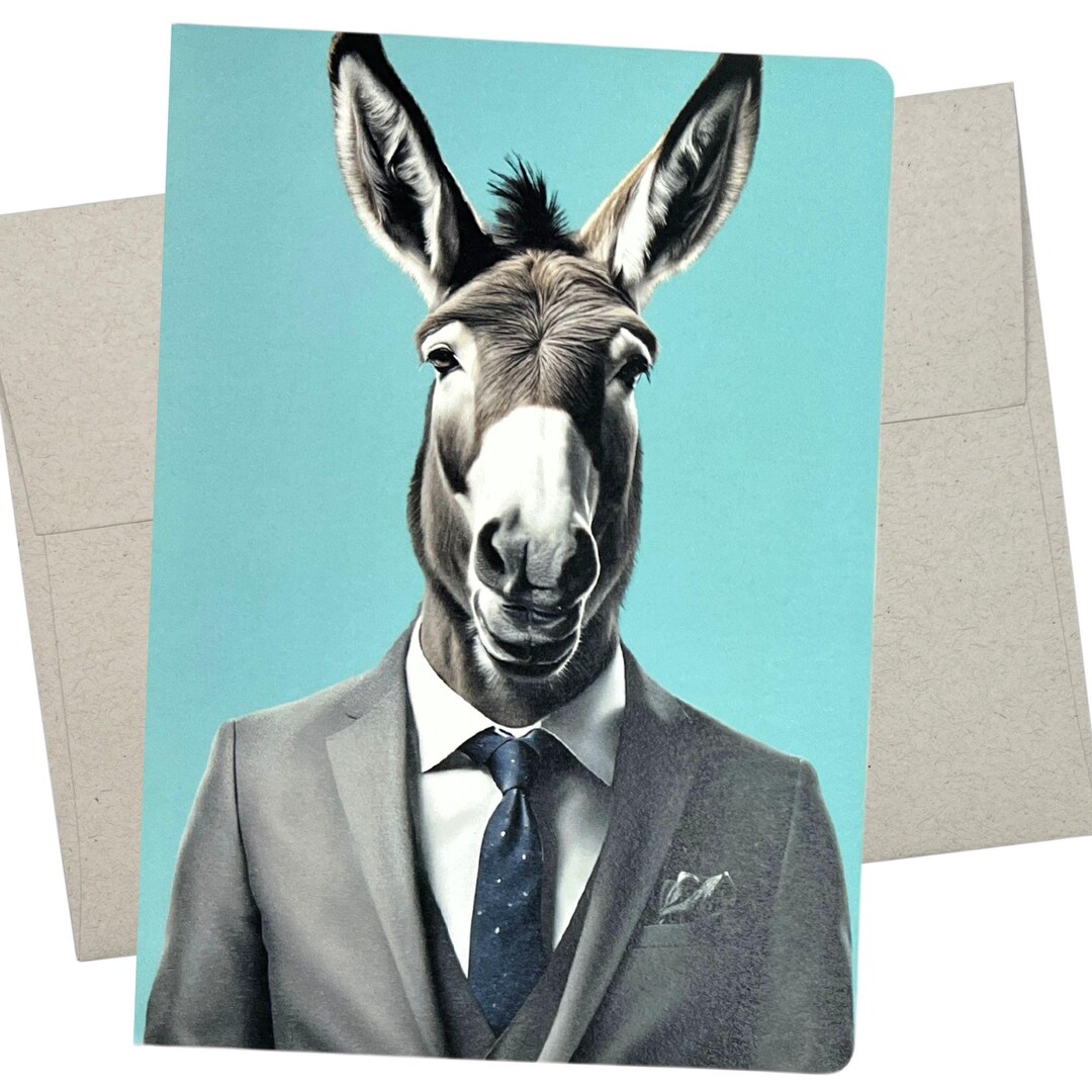 Donkey Wearing Suit Card, Donkey Birthday Card (1 Premium Card, 5X7 ...