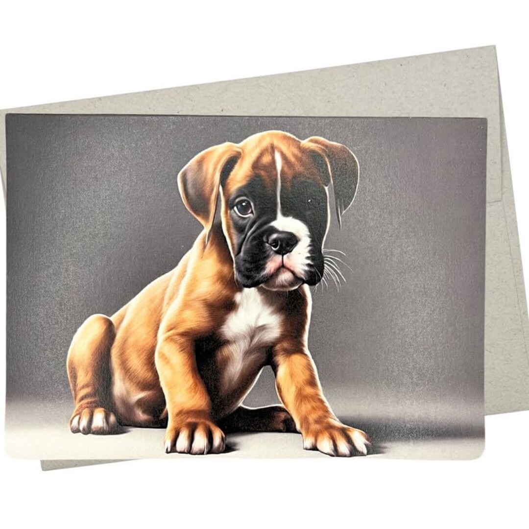 Puppy Boxer Card, Boxer Birthday Card (1 Premium Card, 5X7 Inches) Dog ...